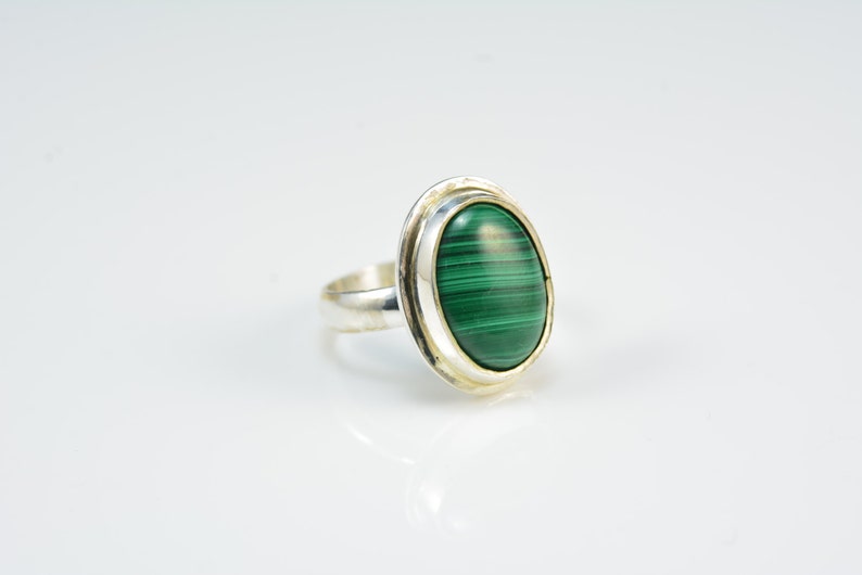 Green Malachite Bezel Ring, Malachite Ring, Cabachon Setting, Cabachon Ring, Bezel Ring ...