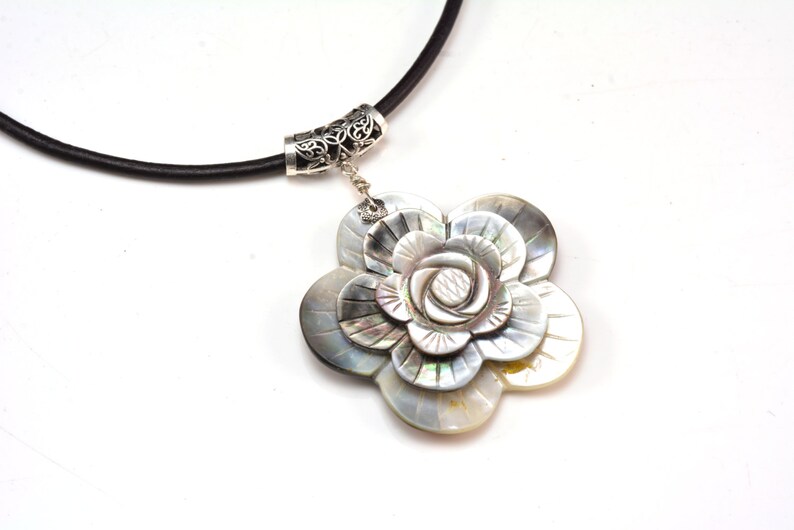 Black Shell Necklace Three Layer Flower Shell Jewelry - Etsy