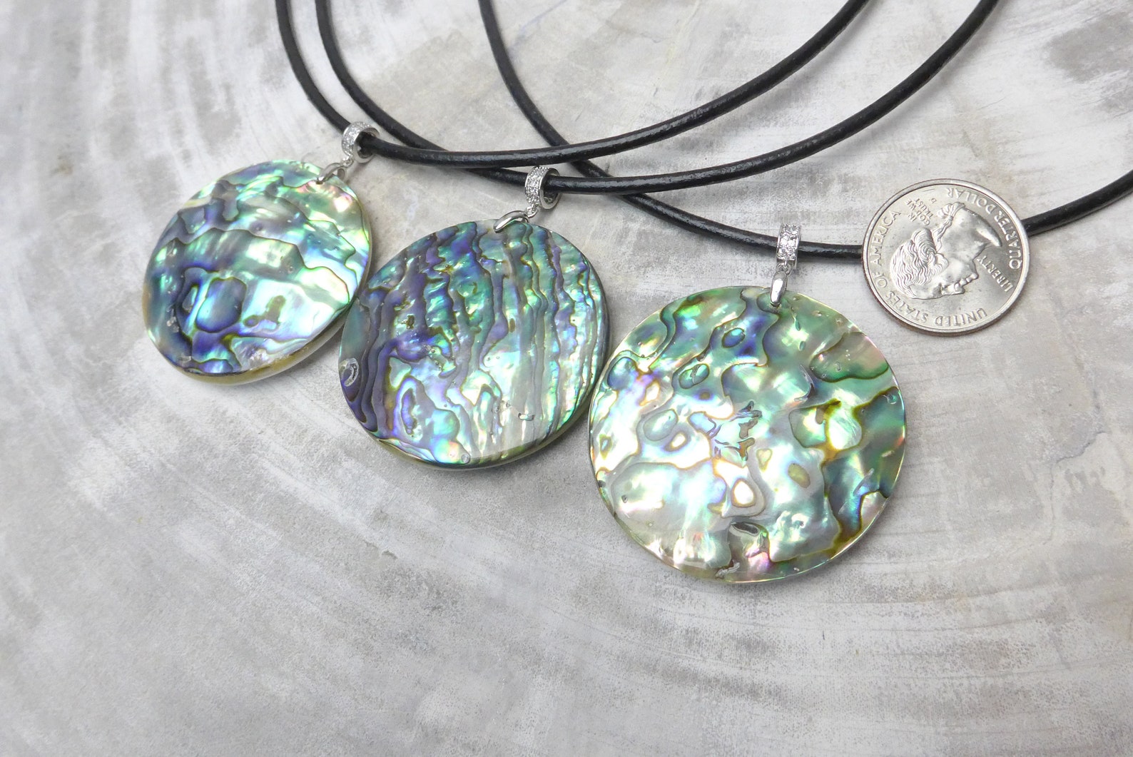 Green Abalone Shell Pendant Round Paua Shell Pendant Big - Etsy