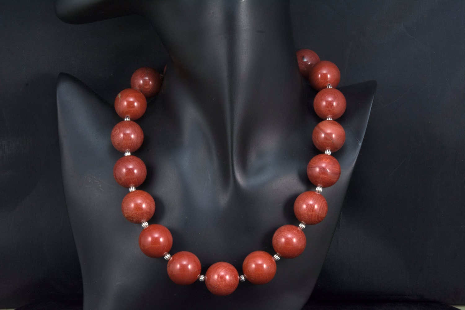 Red Jasper Necklace - Jasper Gemstone Jewelry - Chunky Gemstone Round ...