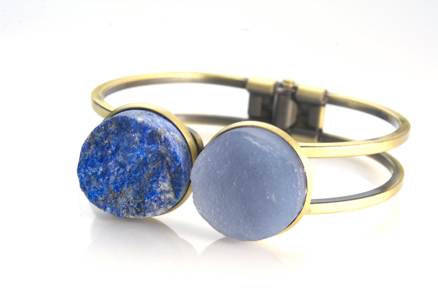 Dual Stones Cuff Bracelet Natural Rough Stone Jewelry - Etsy