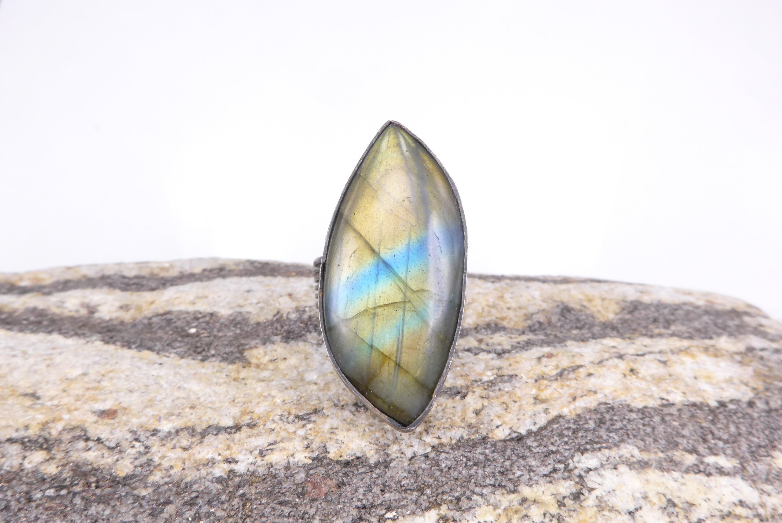 Strong flash labradorite ring natural labradorite gemstone | Etsy