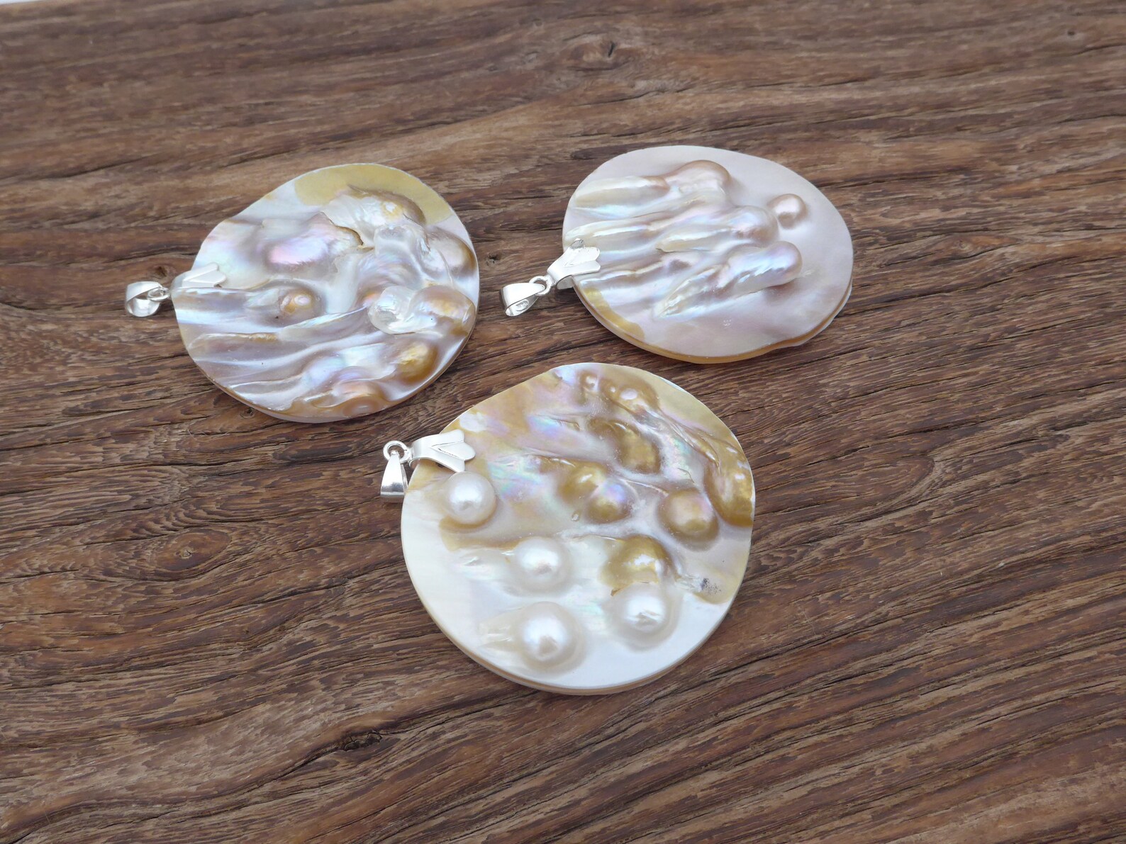 Pearl and Shell Round Pendant Shell Jewelry Natural Free | Etsy