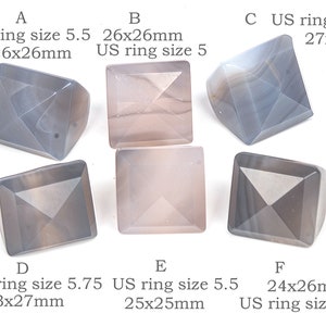 Agate Gemstone Men’s Ring, Natural Gray Agate Square Ring, Grey ...