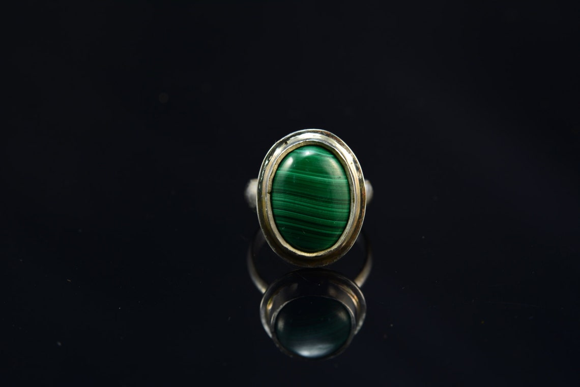 Green Malachite Bezel Ring, Malachite Ring, Cabachon Setting, Cabachon Ring, Bezel Ring ...