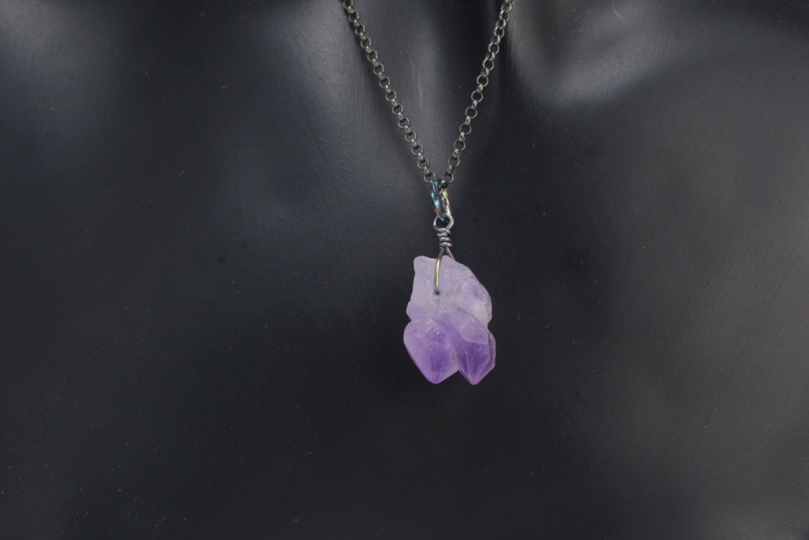 Raw Amethyst Pendant Free Form Violet Gemstone Necklace - Etsy