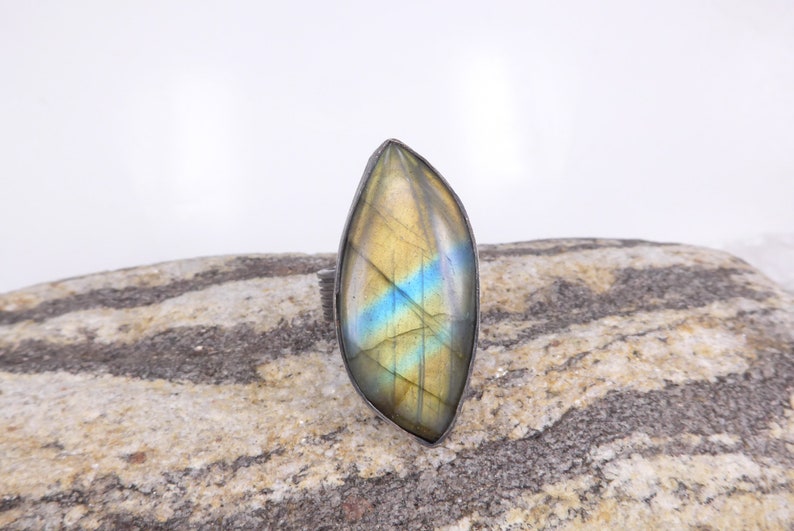 Strong Flash Labradorite Ring, Natural Labradorite Gemstone Ring ...