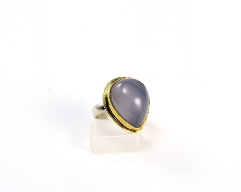Chalcedony Ring Blue Chalcedony Natural Chalcedony Ring - Etsy
