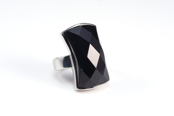 Schwarzer Onyx Statement Ring schwarzer Edelstein Ring - Etsy.de