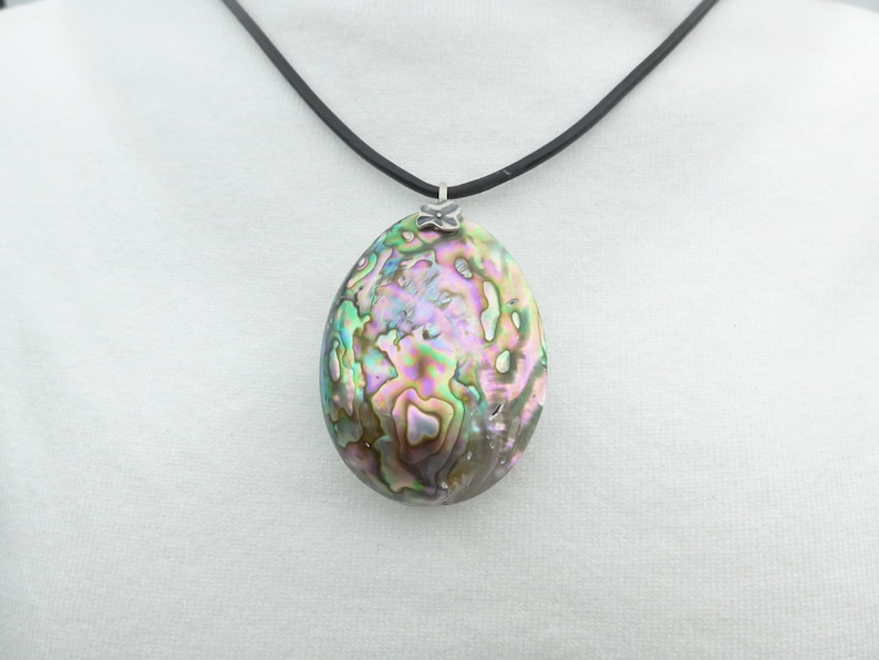 Rainbow Abalone Shell Pendant Chunky Paua Shell Necklace Sea | Etsy