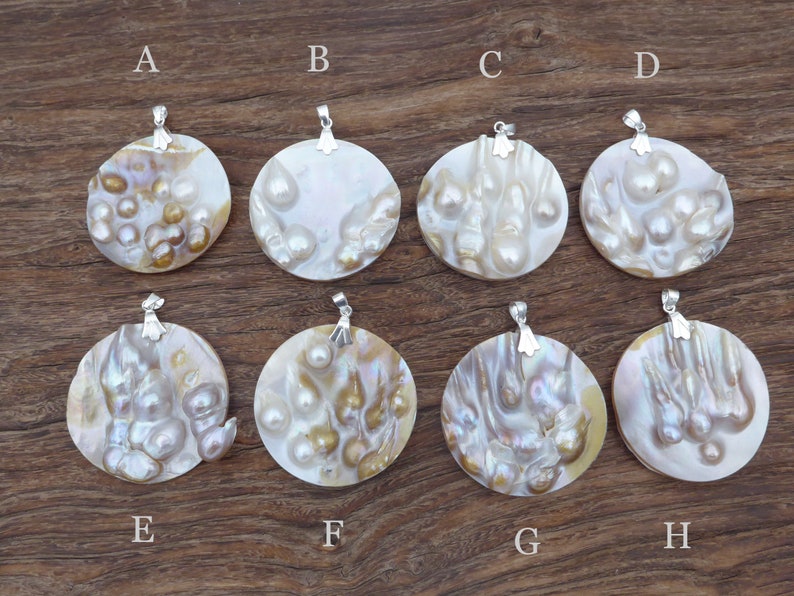 Pearl and Shell Round Pendant Shell Jewelry Natural Free | Etsy