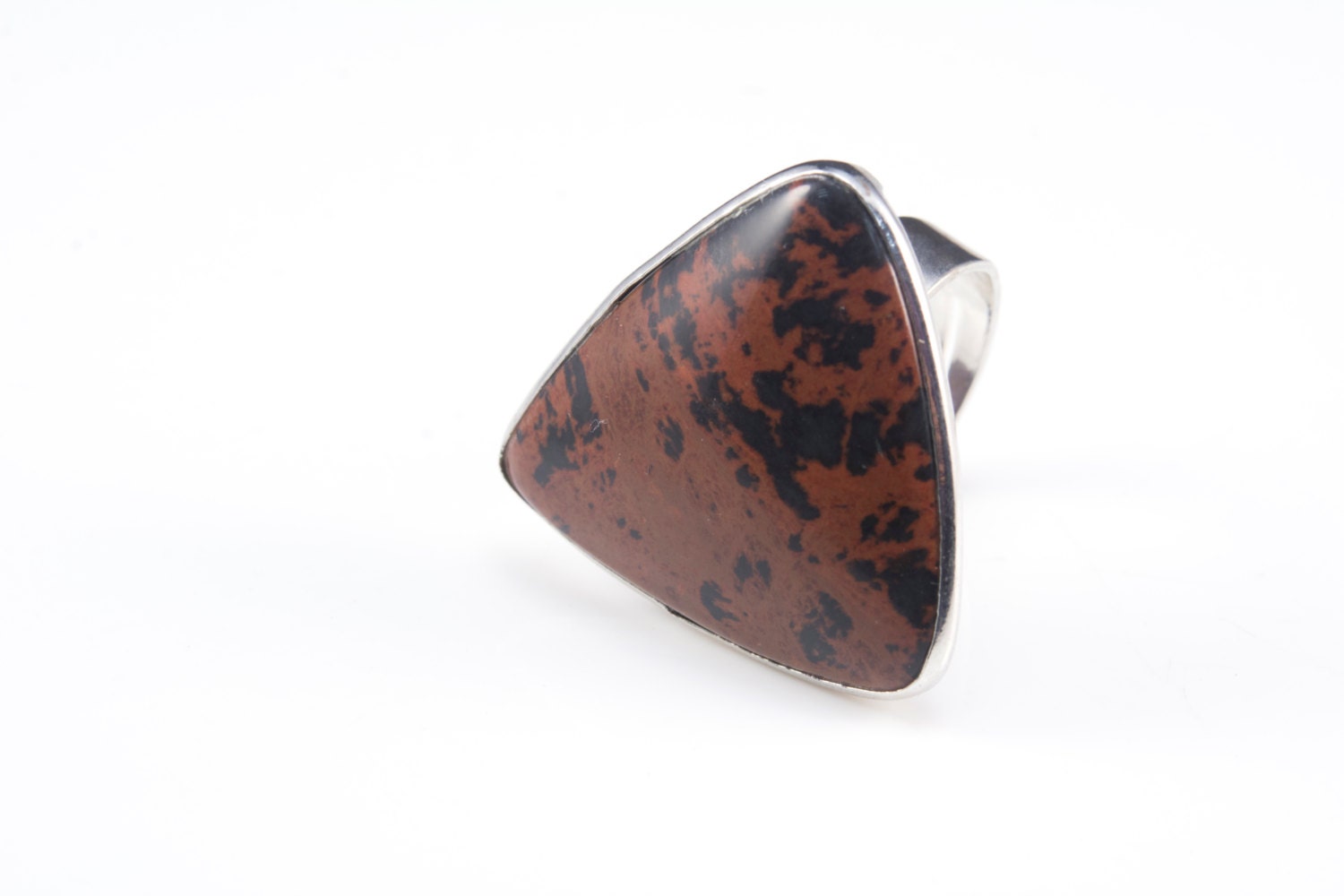 Coffee Triangle Gemstone Ring Mahagony Obsidian Gemstone - Etsy