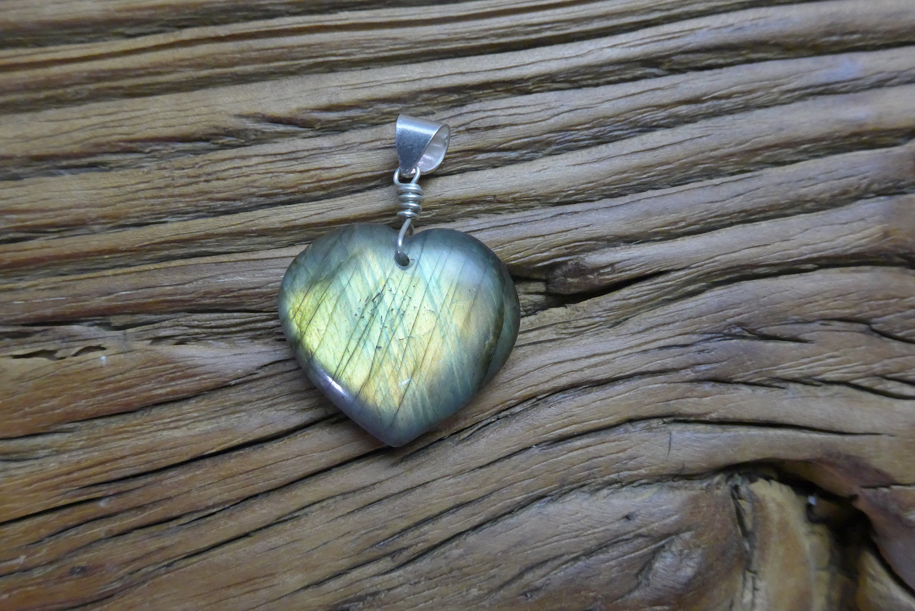 Yellow Flash Labradorite Gemstone Heart Shape Pendant Stone - Etsy