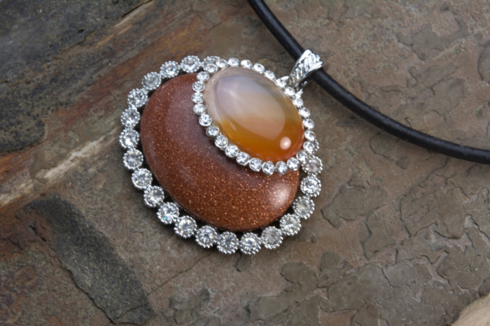 Stone Pendant Jewelry Stone Jewellery Gold Stone Jewellery - Etsy