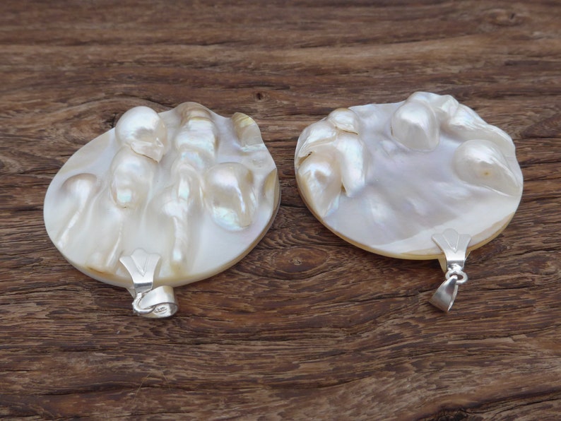 Pearl and Shell Round Pendant Shell Jewelry Natural Free | Etsy