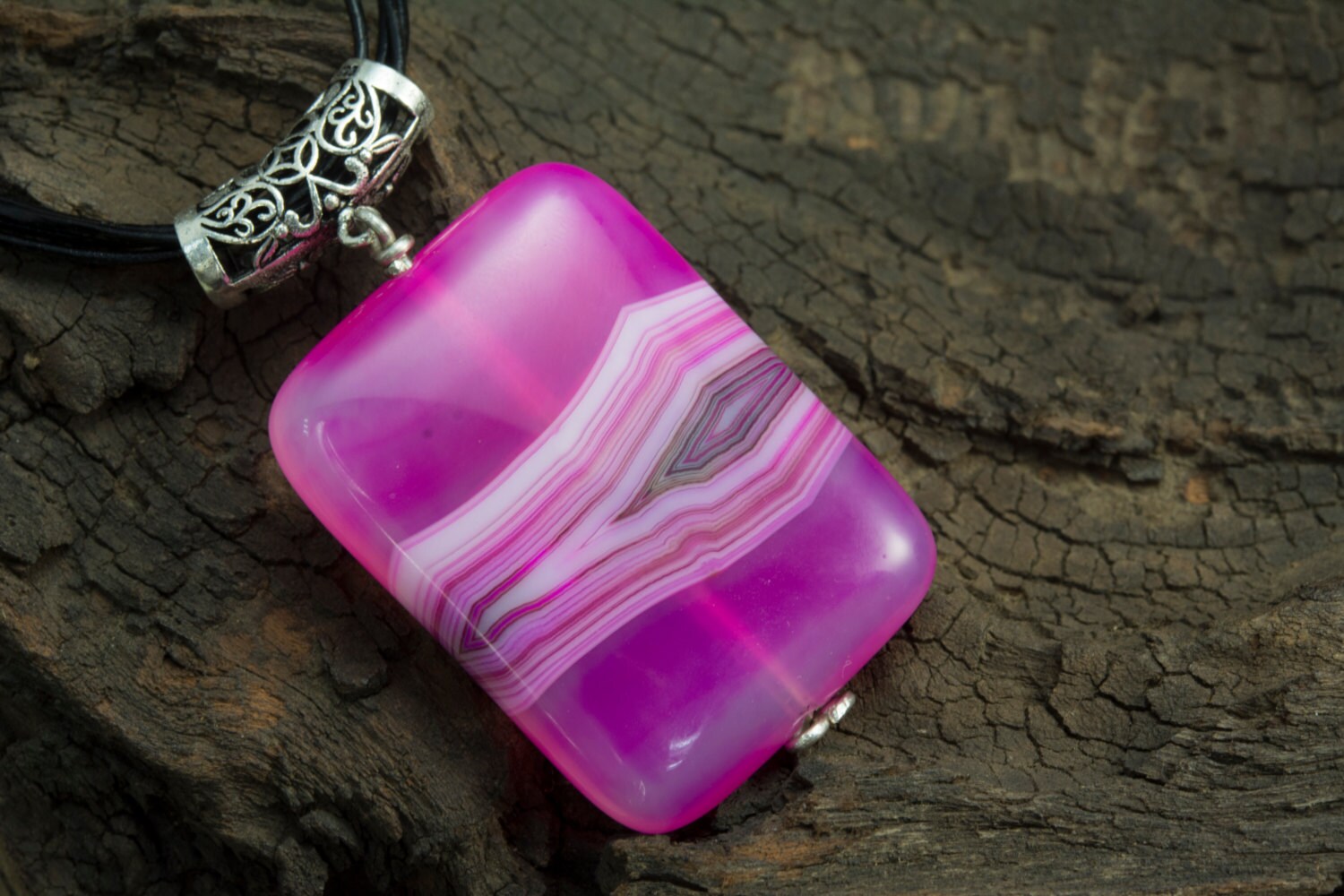 Banded Agate Necklace Jewelry Natural Stones Geometric Agate Necklace ...