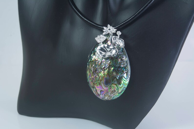 Rainbow abalone shell pendant chunky paua shell necklace sea | Etsy