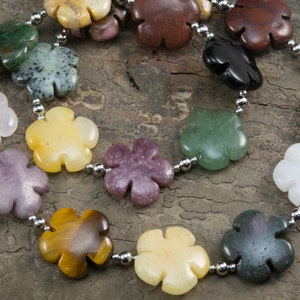 Flower Gemstone Necklace Colorful Stone Jewelry Handmade Gemstone ...