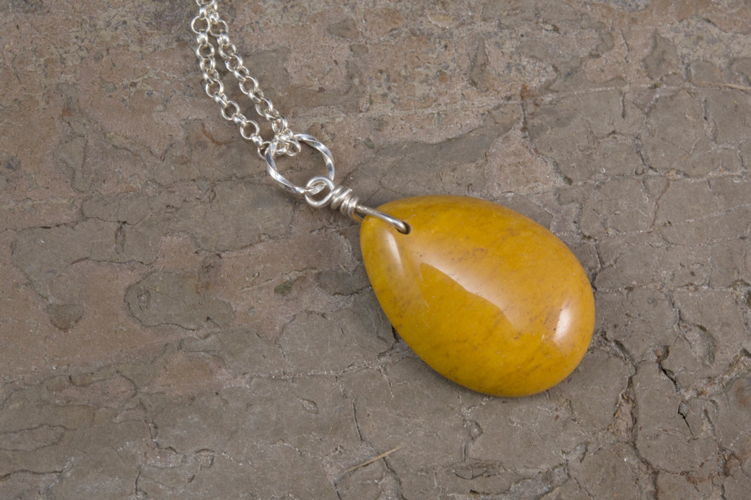 Yellow Mookaite Jasper Necklace - Natural Mookaite Jewelry - Handmade ...