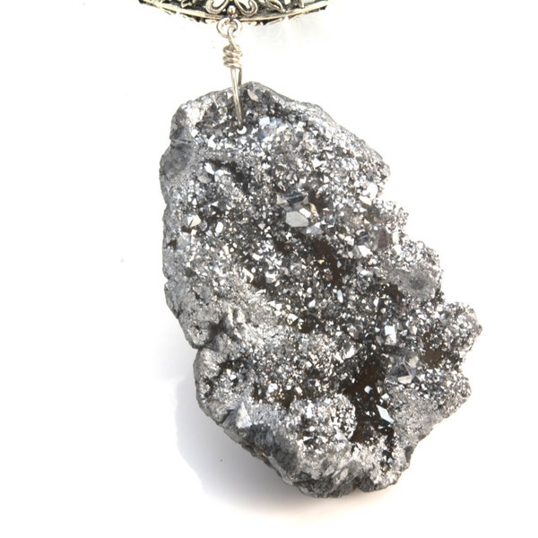Grey Druzy Necklace - Etsy