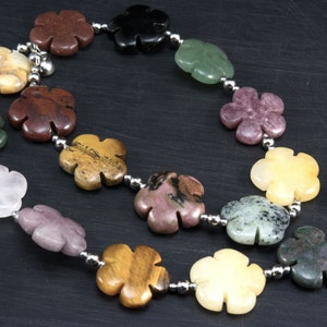 Flower Gemstone Necklace Colorful Stone Jewelry Handmade Gemstone ...