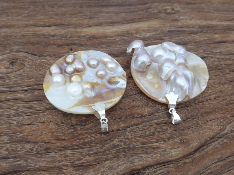 Pearl and Shell Round Pendant Shell Jewelry Natural Free | Etsy