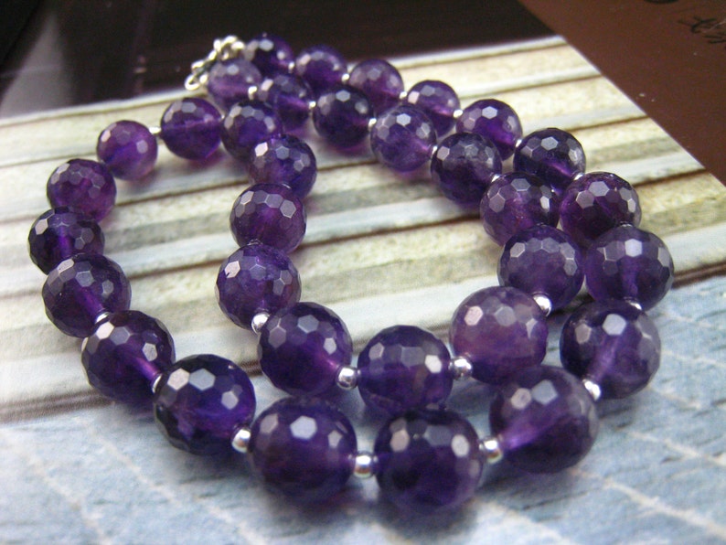 Natural Purple Amethyst Necklace, Handmade Violet Gemstone Jewelry ...