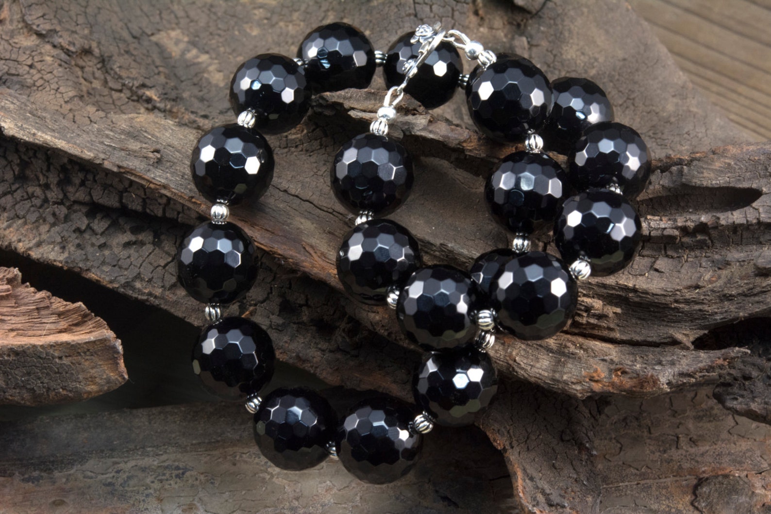 Black Onyx Bead Necklace Black Onyx Stone Jewelry Silver - Etsy