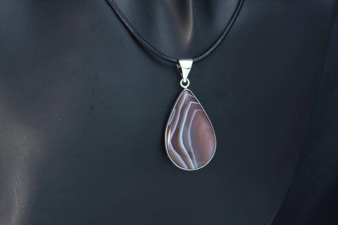 Botswana Agate Pendant Necklace Handmade Copper Jewelry - Etsy