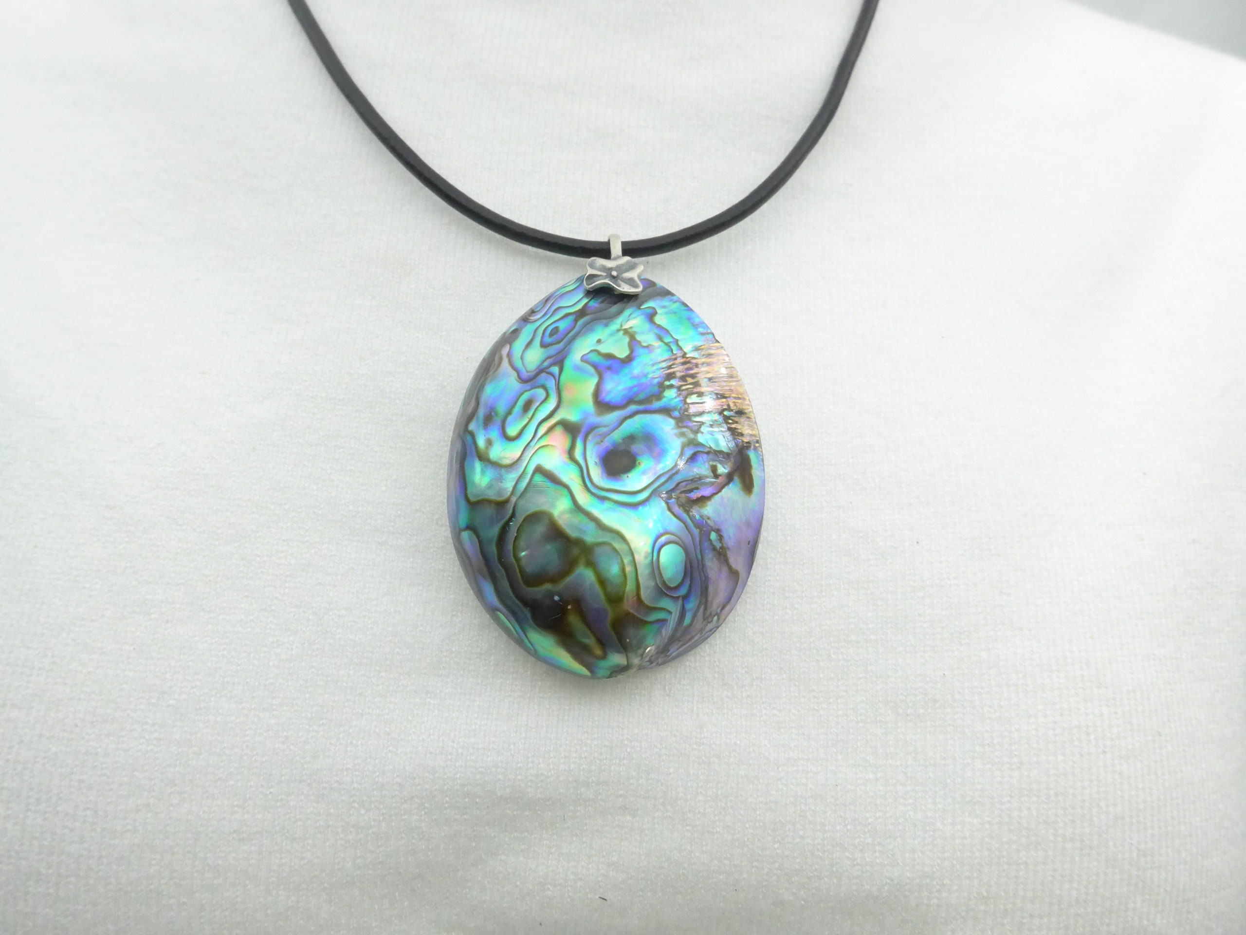Rainbow Abalone Shell Pendant, Chunky Paua Shell Necklace, Sea Shell ...