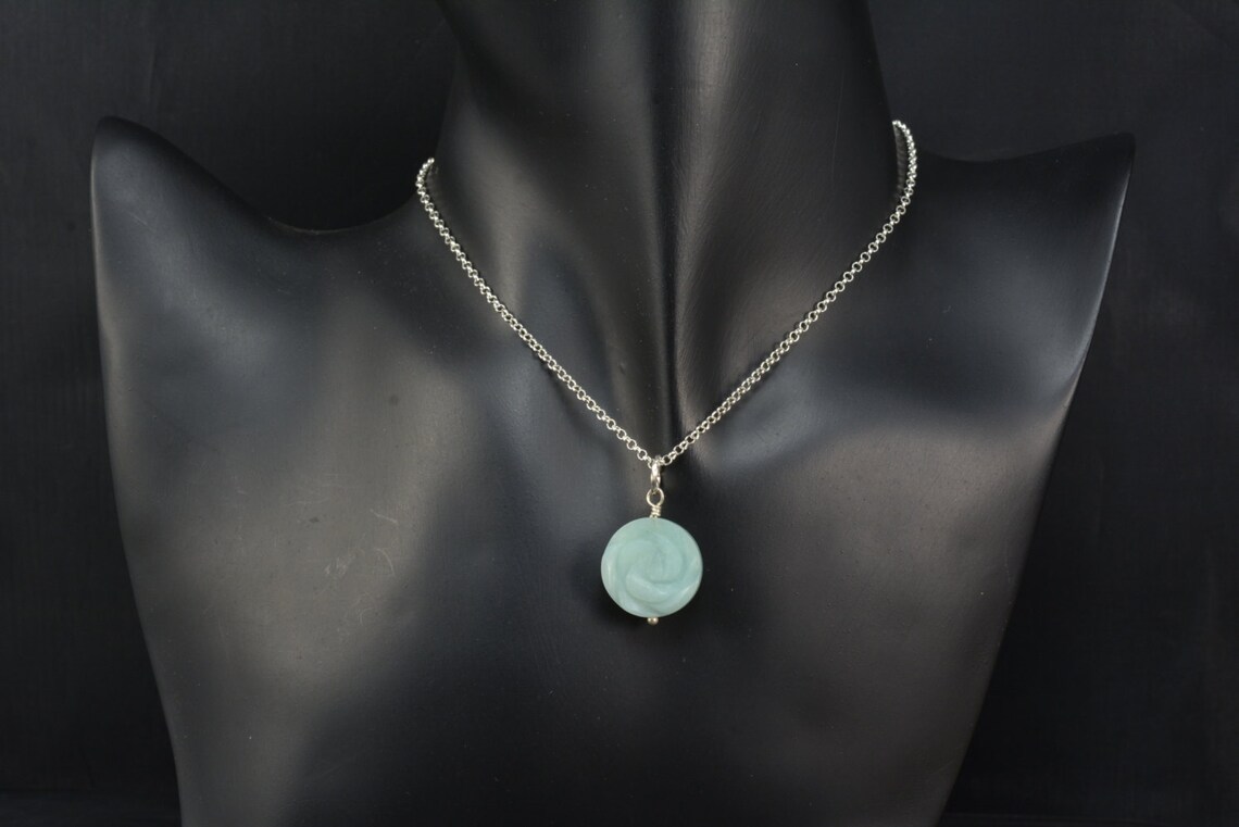 Amazonite Necklace, Aqau Blue Amazonite Jewelry, Rose Flower Pendant ...