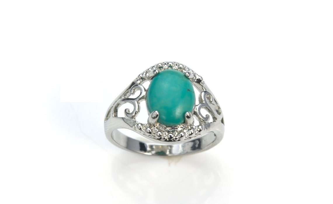 Green Turquoise Ring Genuine Turquoise Ring Turquoise | Etsy