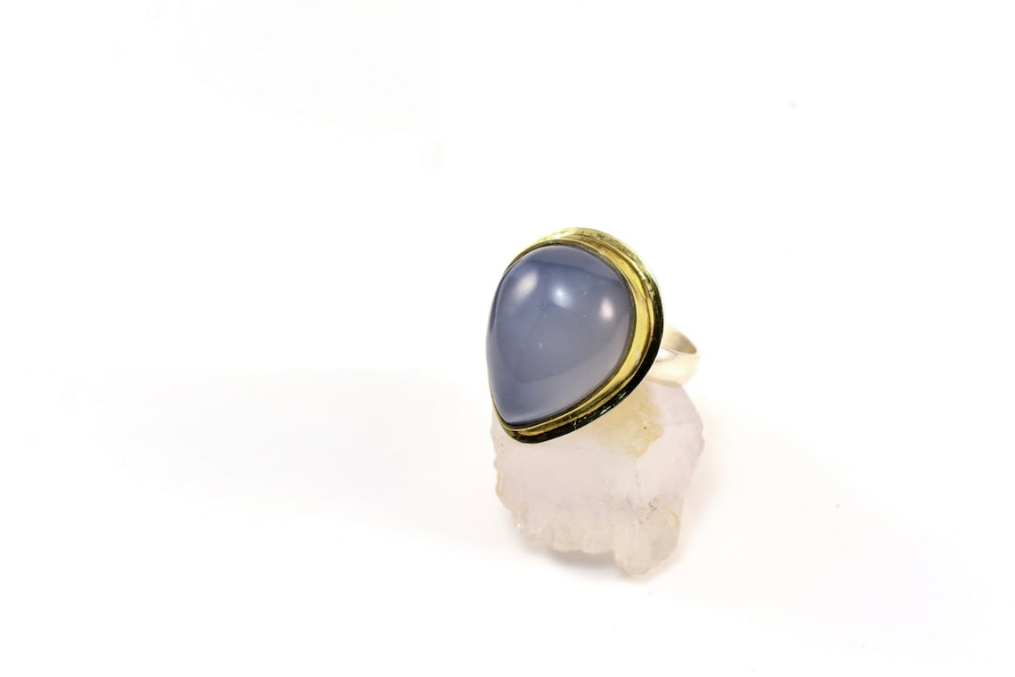 Chalcedony Ring Blue Chalcedony Natural Chalcedony Ring - Etsy