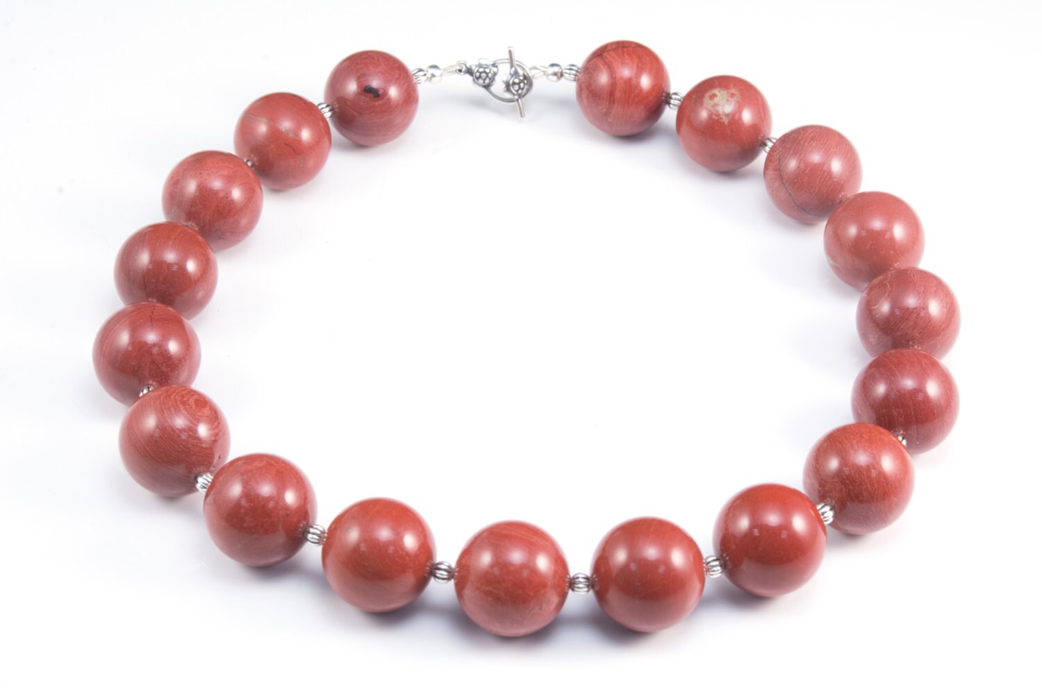 Red Jasper Necklace - Jasper Gemstone Jewelry - Chunky Gemstone Round ...