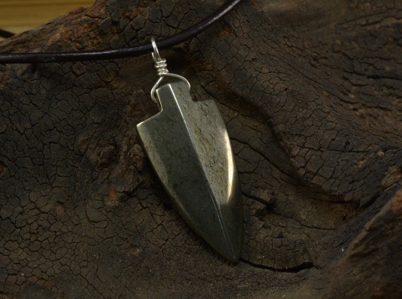 Arrowhead Necklace, Arrow Necklace, Pyrite Necklace, Bronze Gemstone ...