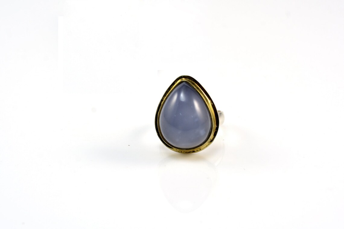 Chalcedony Ring Blue Chalcedony Natural Chalcedony Ring - Etsy