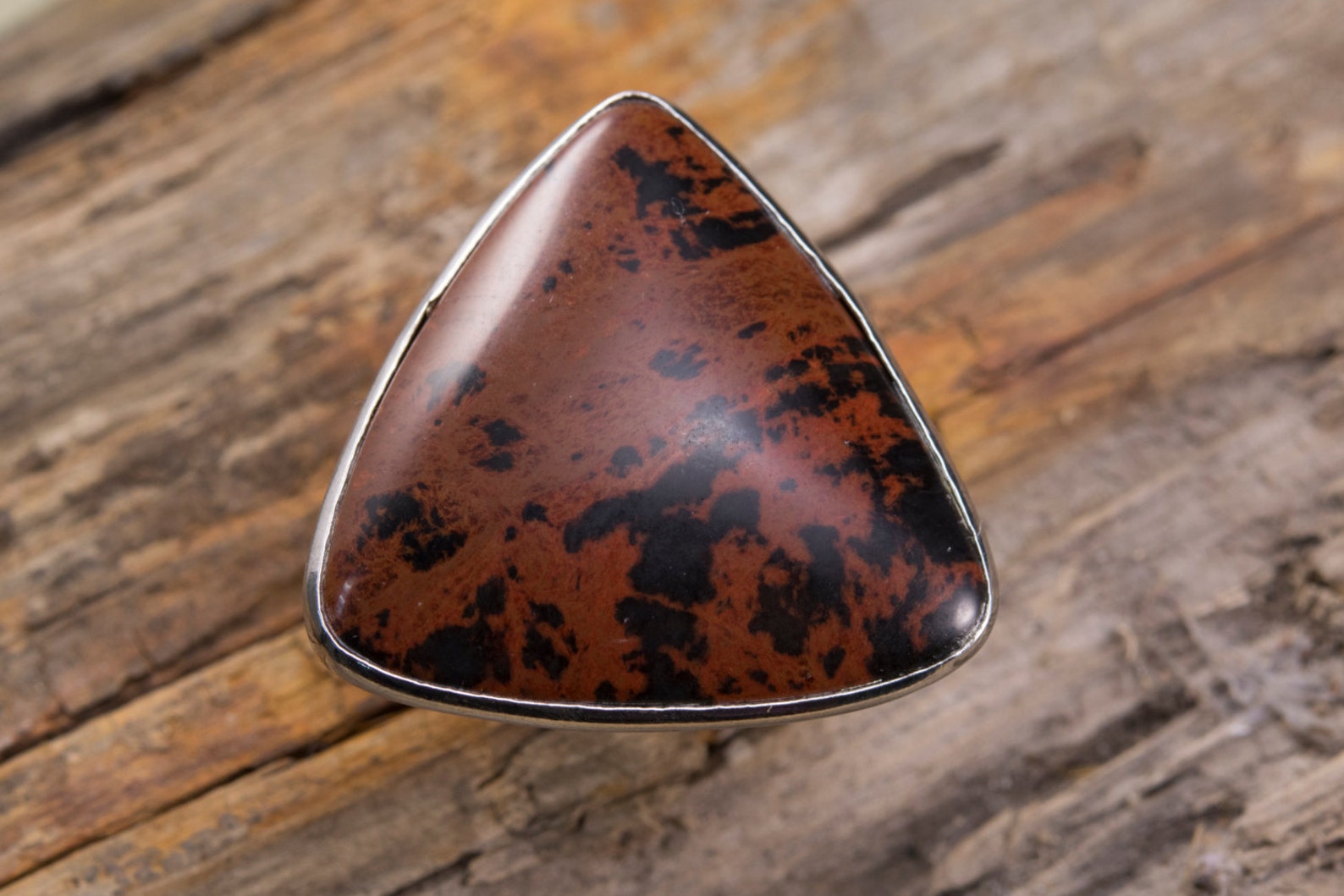 Tamaño caoba obsidiana piedras preciosas anillo joyas de - Etsy México