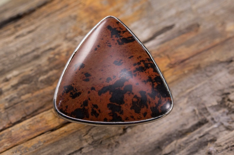 Coffee Triangle Gemstone Ring Mahagony Obsidian Gemstone - Etsy