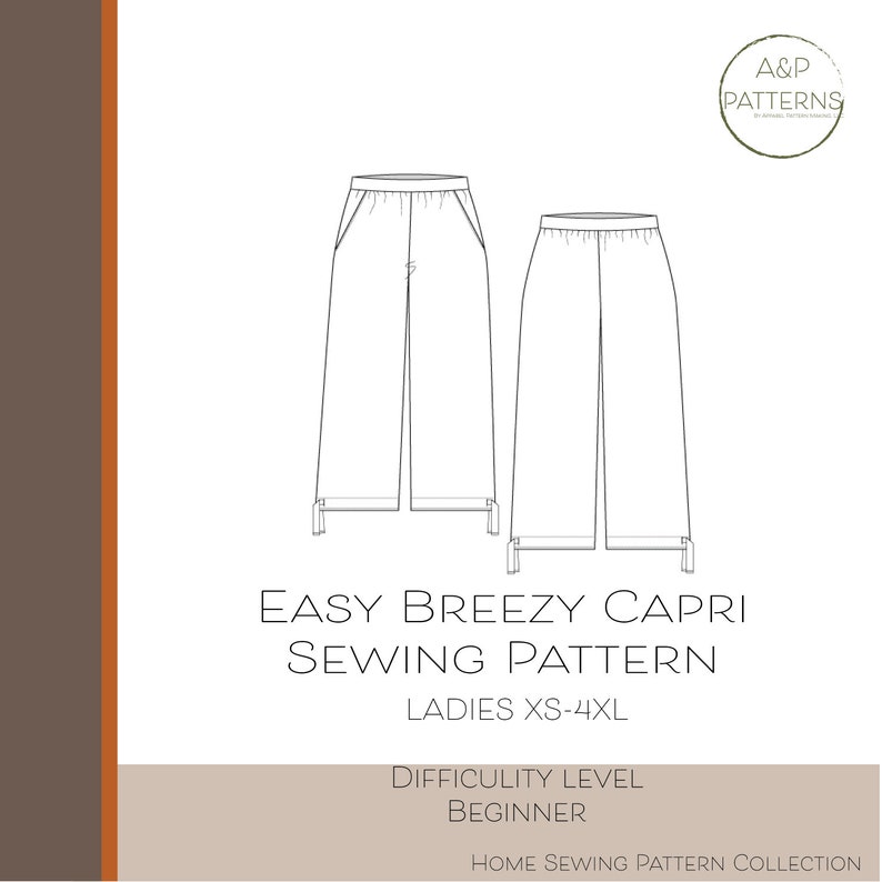 Ladies Women Easy Breezy Capri Pant PDF Sewing Pattern, Download, Woven Fabric, Elastic ...