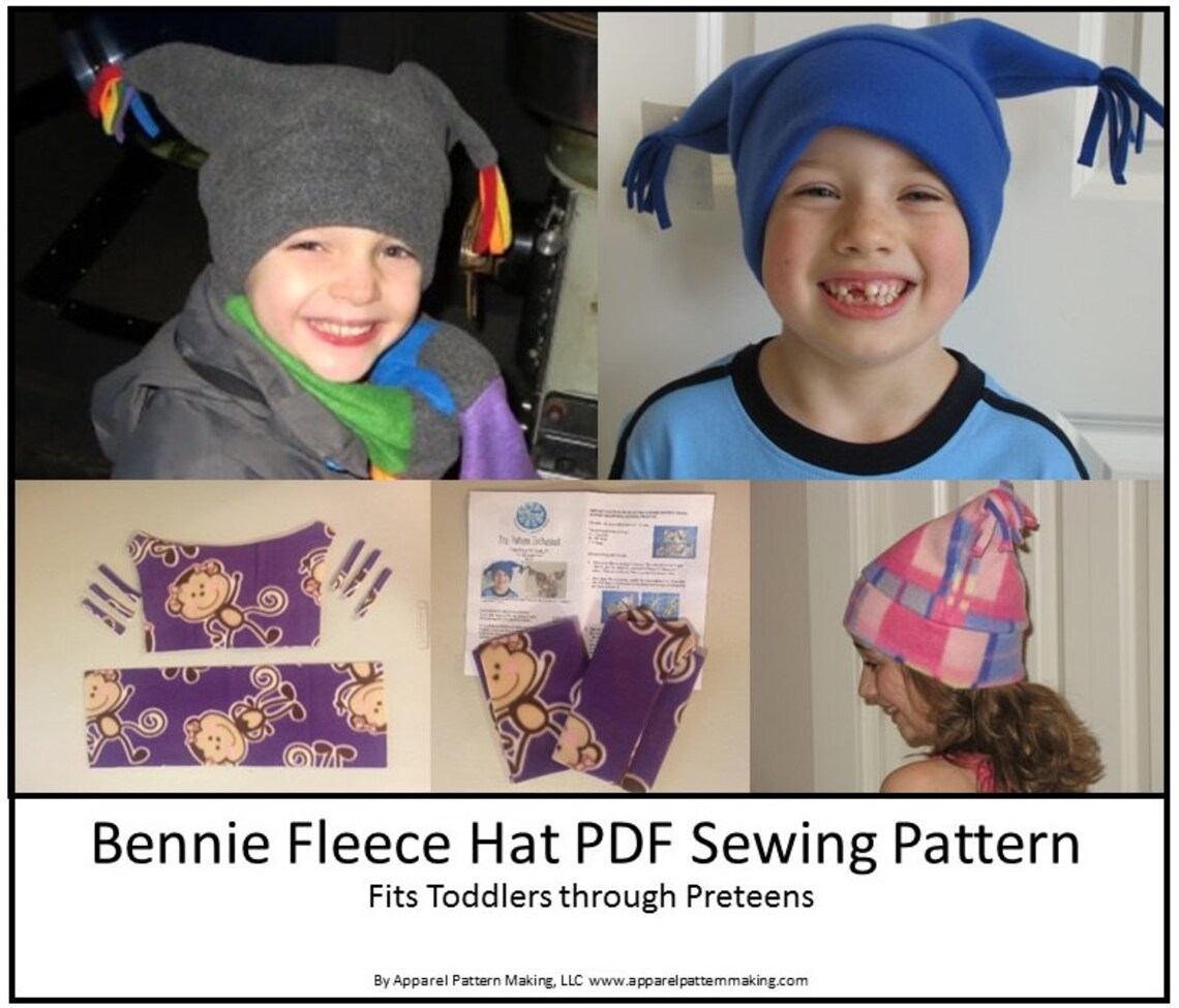 Fleece Hat Sewing Pattern PDF, DIY Beanie Tutorial, Winter Pattern ...
