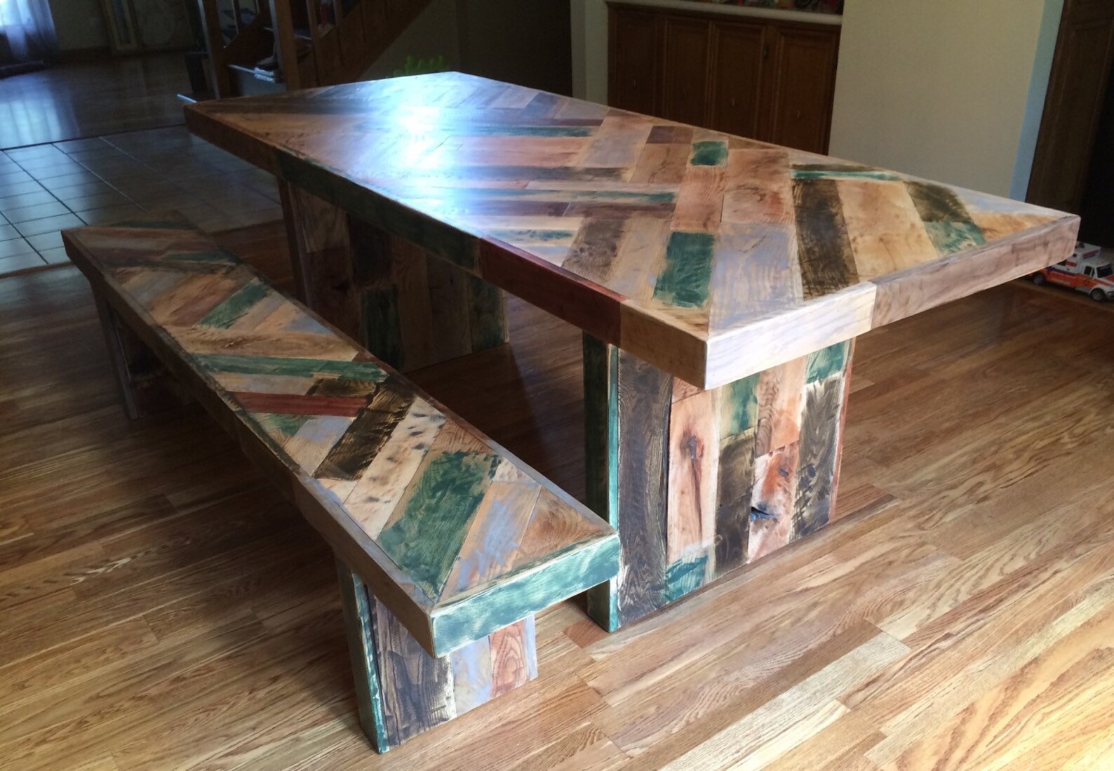 Colorful hardwood oak table | Etsy