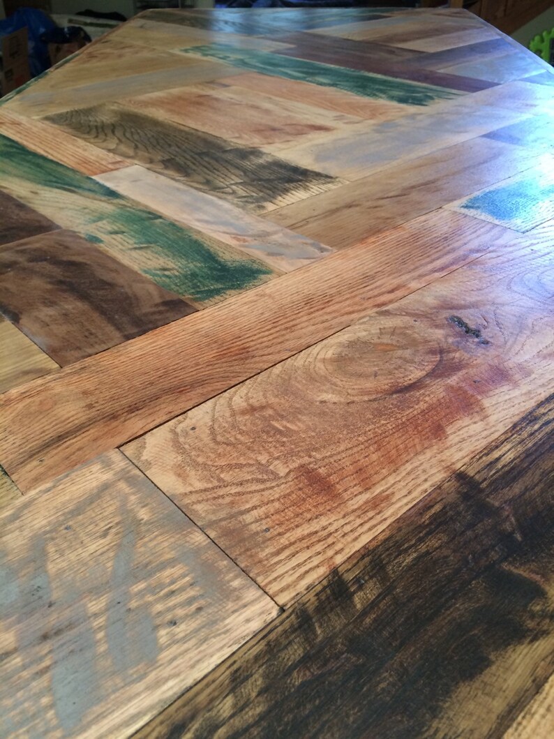 Colorful hardwood oak table | Etsy