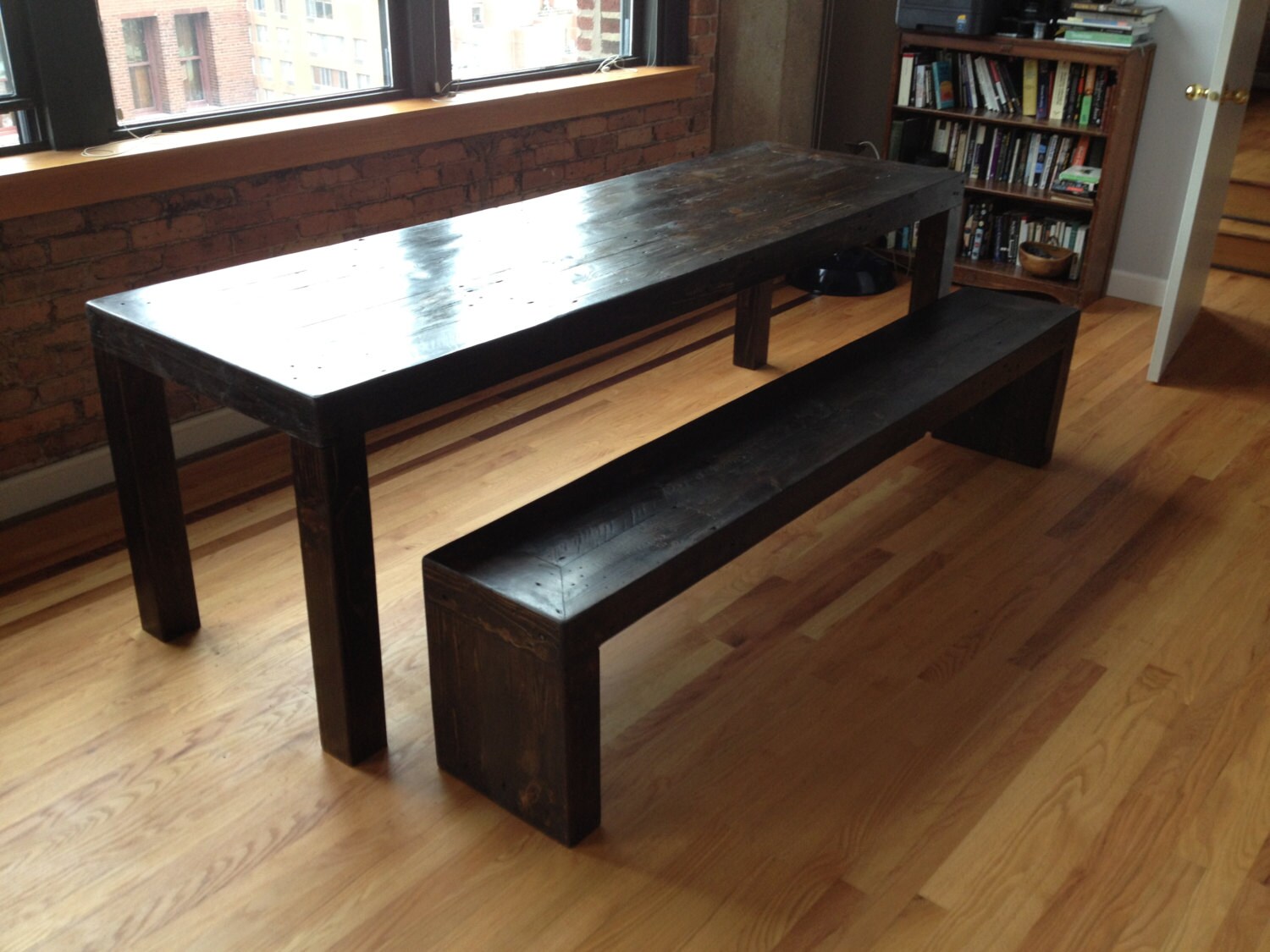 Modern Style Reclaimed Wood Dining Table Set 1 Bench - Etsy