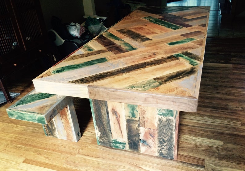 Colorful hardwood oak table | Etsy