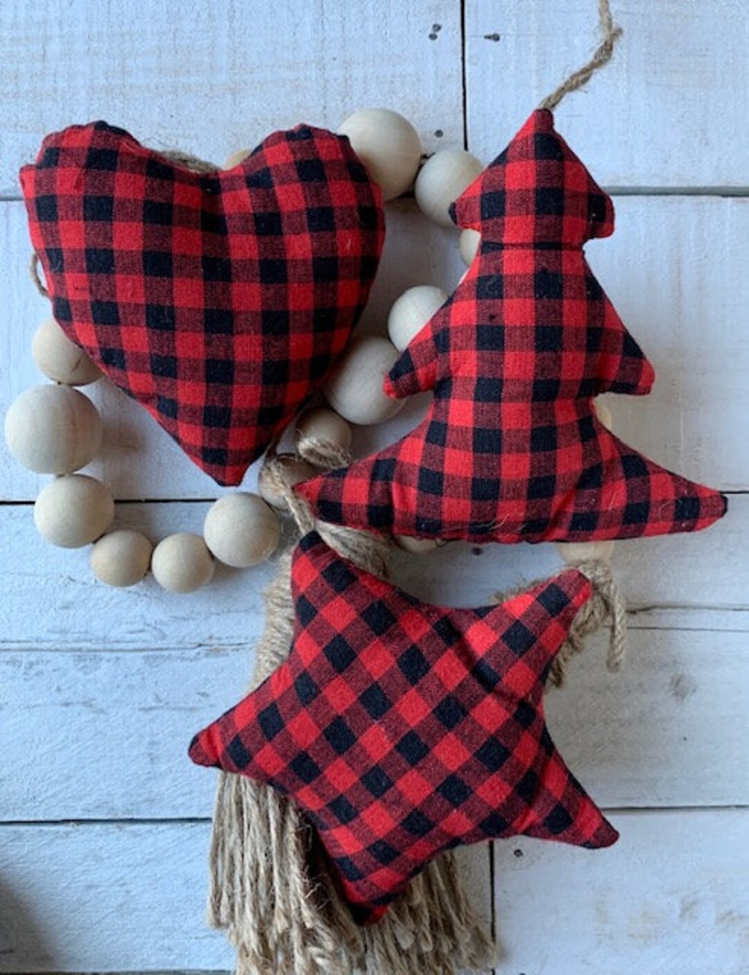 Farmhouse Decor, Buffalo Check Ornaments, Buffalo Check Decor, Buffalo ...