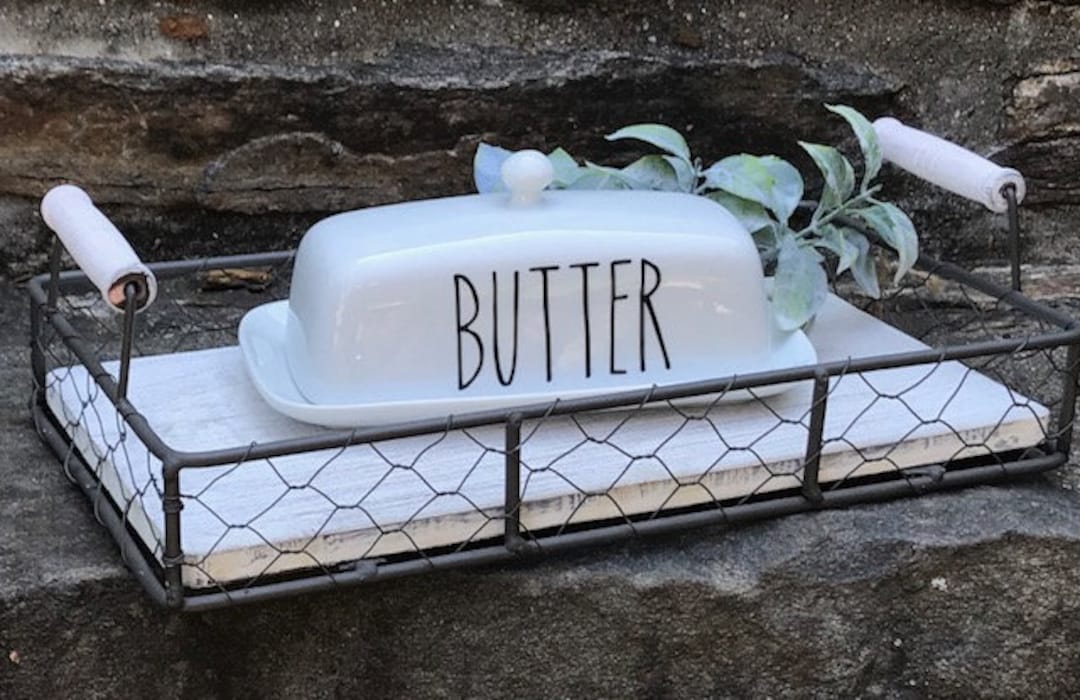 Farmhouse Servingware, Ceramic Butter Dish, Farmhouse Kitchen Decor ...