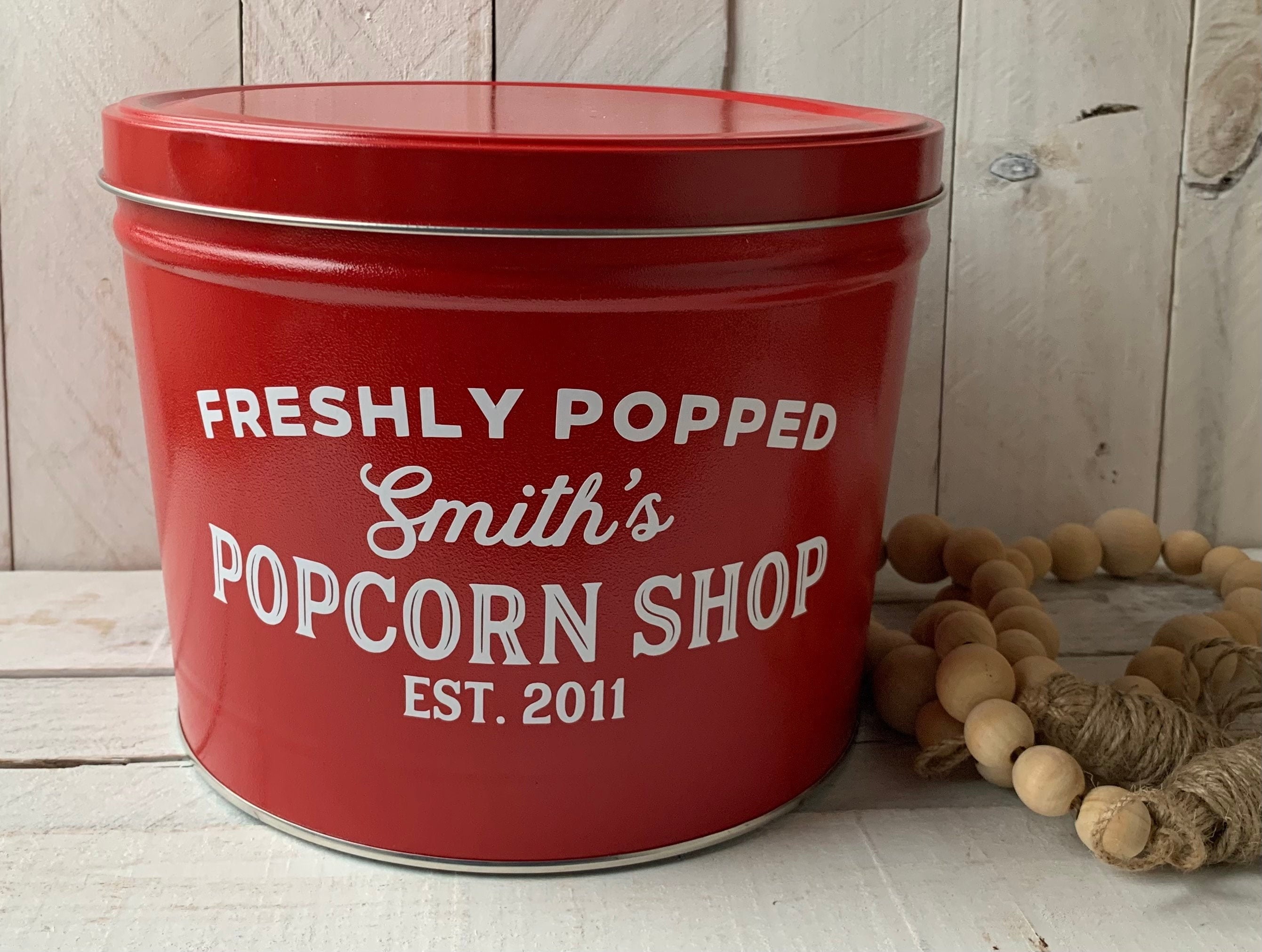 Farmhouse Decor,popcorn Tin,personalized Popcorn Tin, Personalized ...