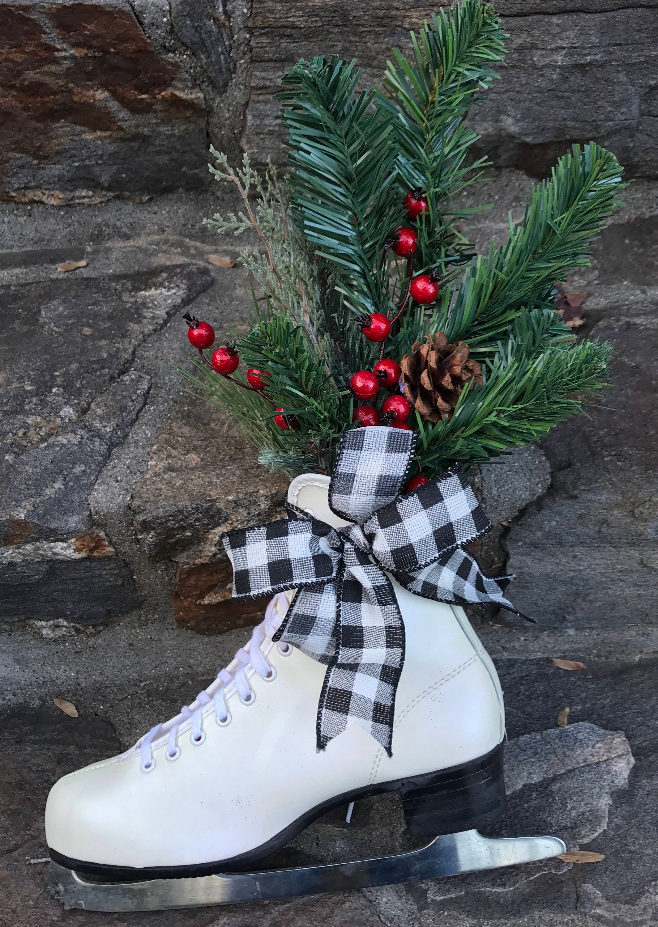 Decorated Ice Skate, Ice Skate Hanging, Christmas Figure Skate, Buffalo ...