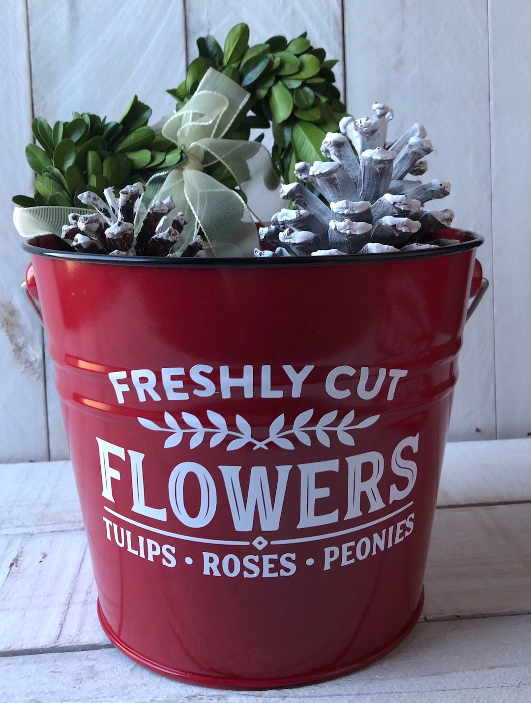 Farmhouse Decor, Flower Market Pail, Flower Market Bucket, Farmhouse ...