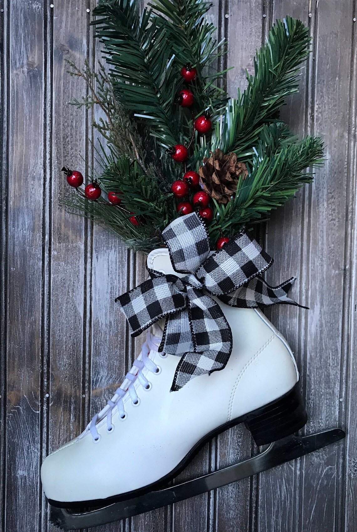 Decorated Ice Skate, Ice Skate Hanging, Christmas Figure Skate, Buffalo ...